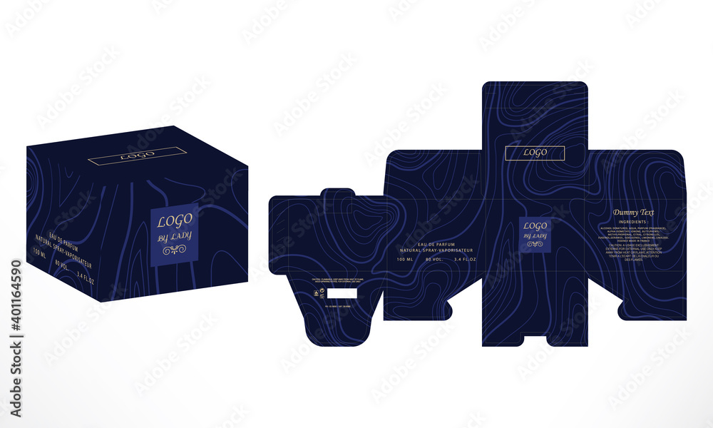 Perfume Packaging Box Design, luxury products Box die line, 3d Box ...