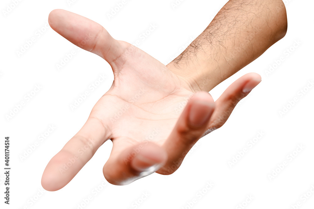 Male caucasian hand reach and ready to help or receive. Gesture ...
