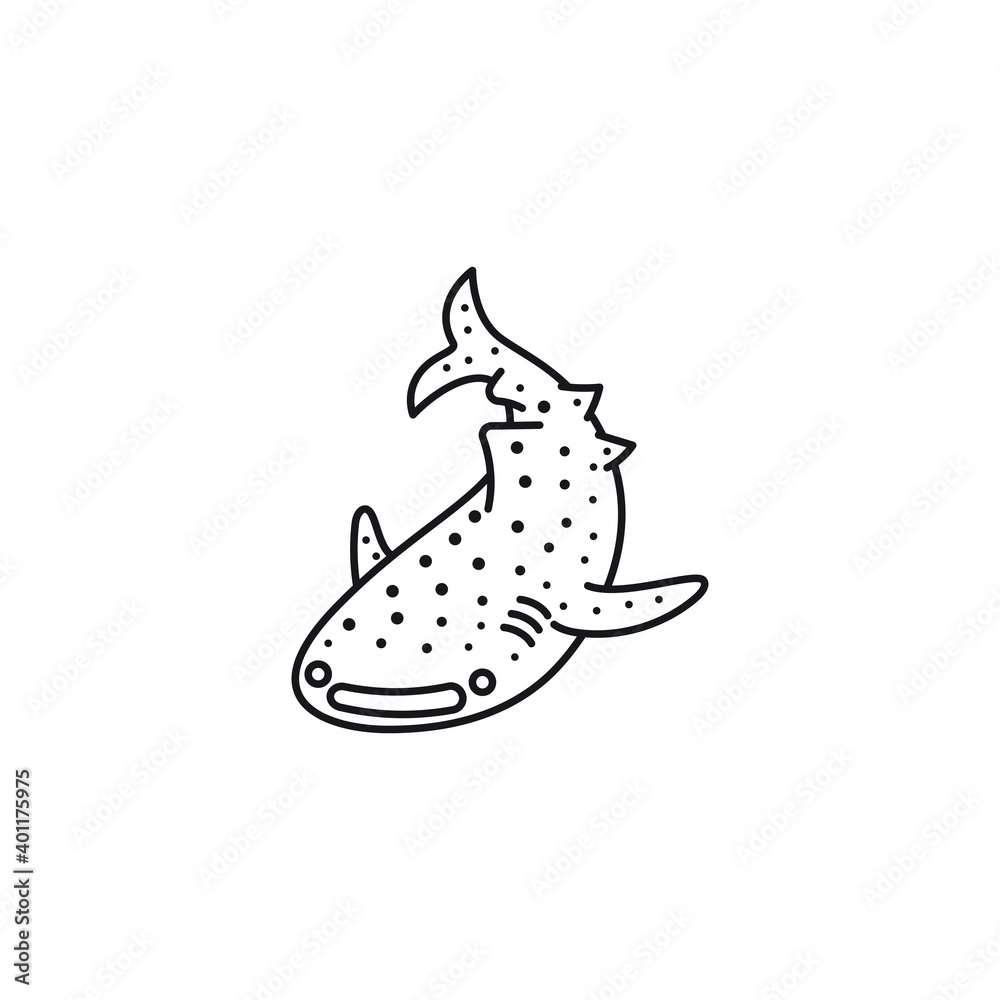 Whale Shark line icon vector Stock 벡터 | Adobe Stock