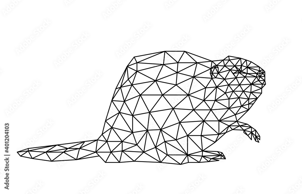 Isolated beaver in low poly style on white background. Polygonal ...