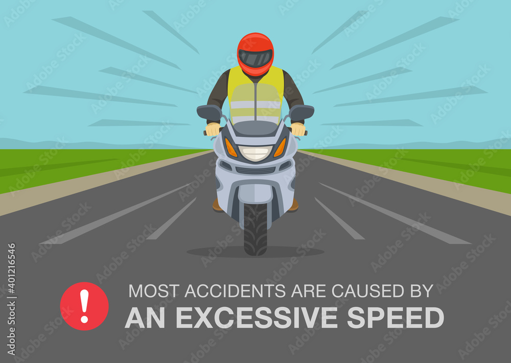Road accident involving a motorcycle. Most accidents are caused by an ...
