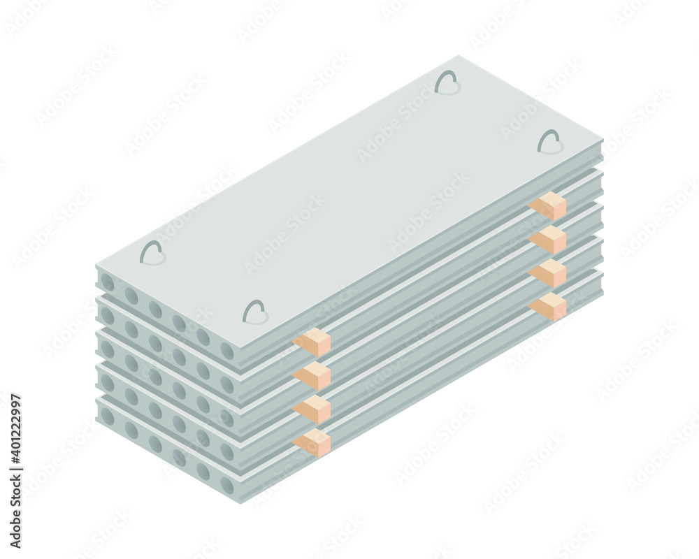 Vector illustration stack of concrete slabs isolated on a white ...