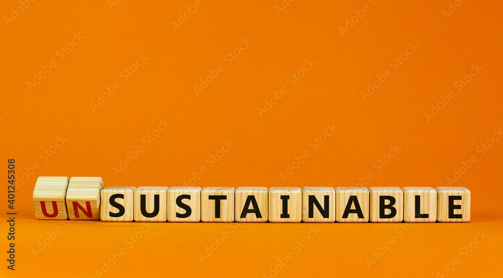 Sustainable or unsustainable symbol. Turned a cube and changed word ...