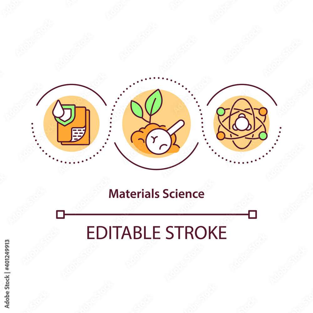 Materials science concept icon. Studying solid materials properties ...