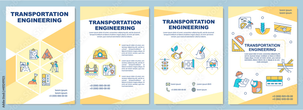 Transportation engineering brochure template. Roadways and railways ...