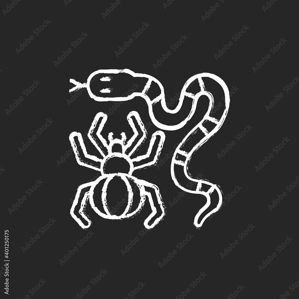 Dangerous animals chalk white icon on black background. Exotic pets ...