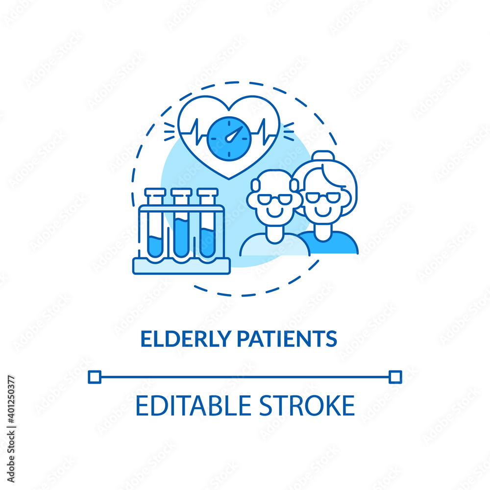 Elderly patients concept icon. Health screening age group idea thin ...