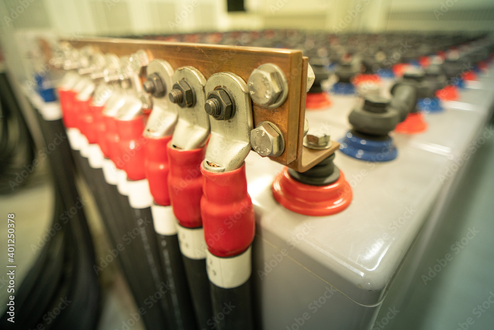 Copper busbar Battery Power DC system Industrial background Stock Photo ...