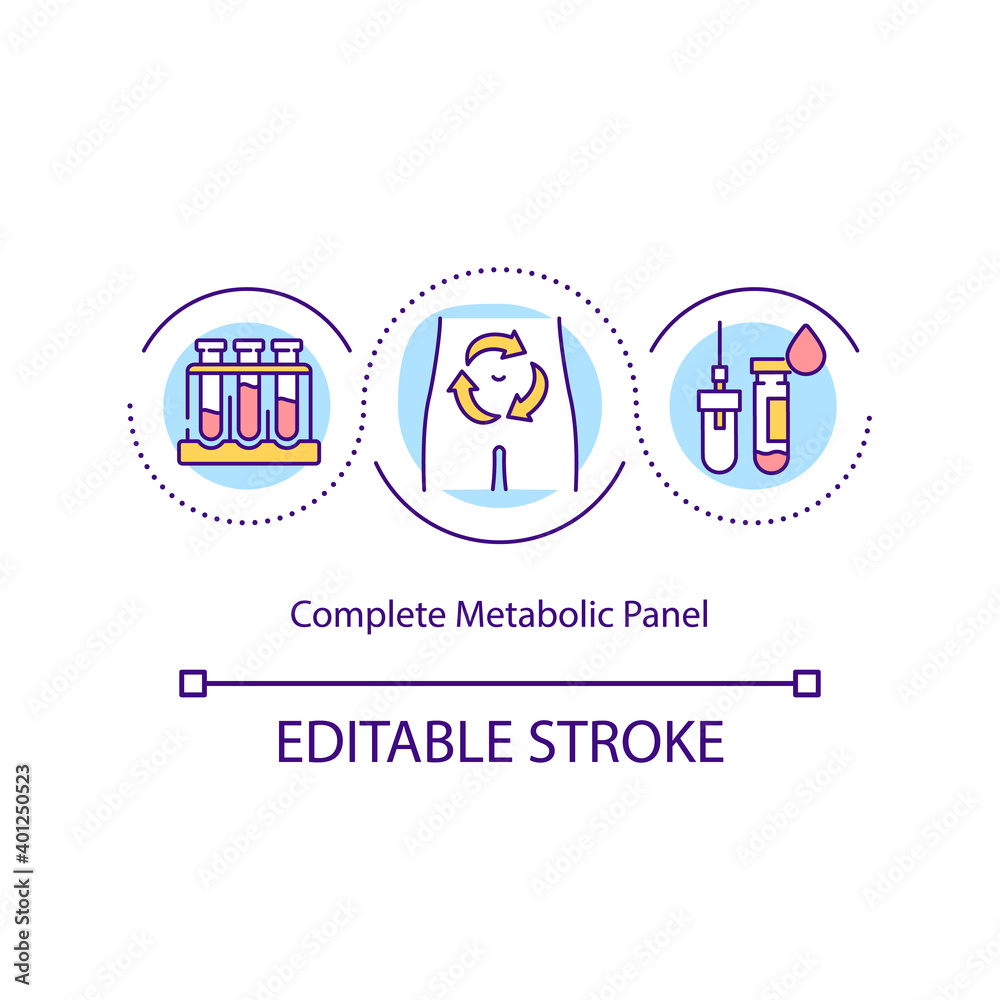 Complete metabolic panel concept icon. Group of tests that measures ...