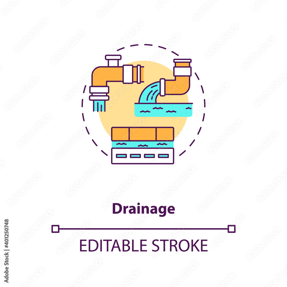 Drainage concept icon. Sewage utility system. Sewer pipeline. Water ...
