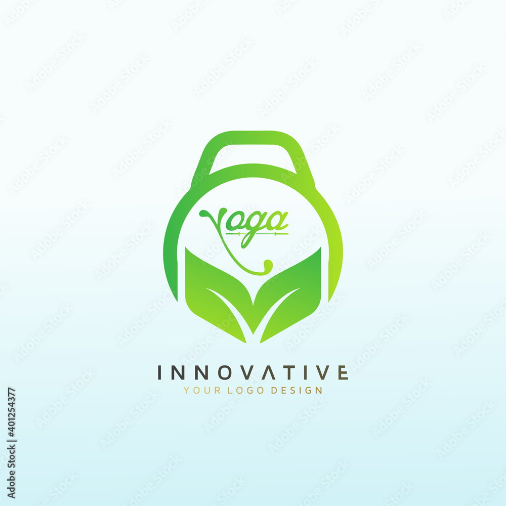 Yoga fitness logo design, leaf icon, Gym Logos Design, Workout Logo ...