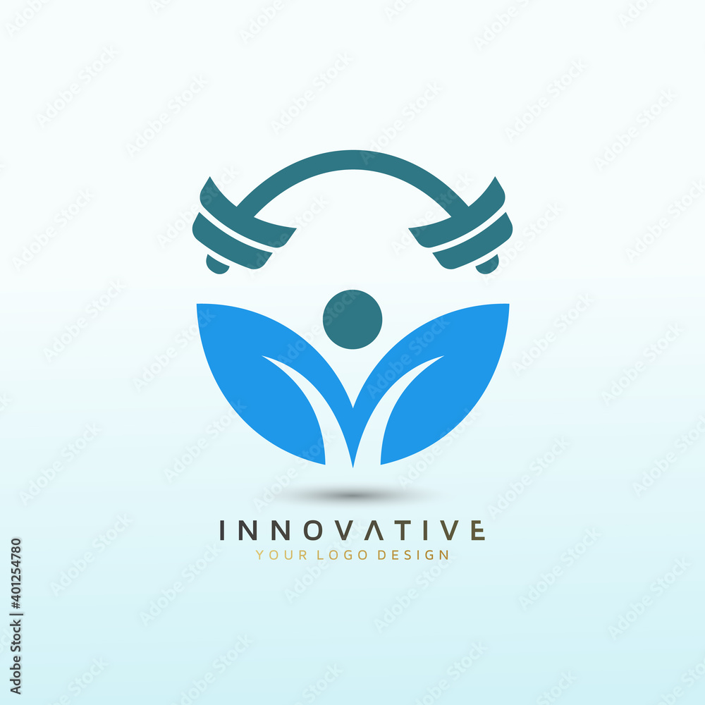 Yoga leaf icon fitness logo design, Gym Logos Design, Workout Logo ...