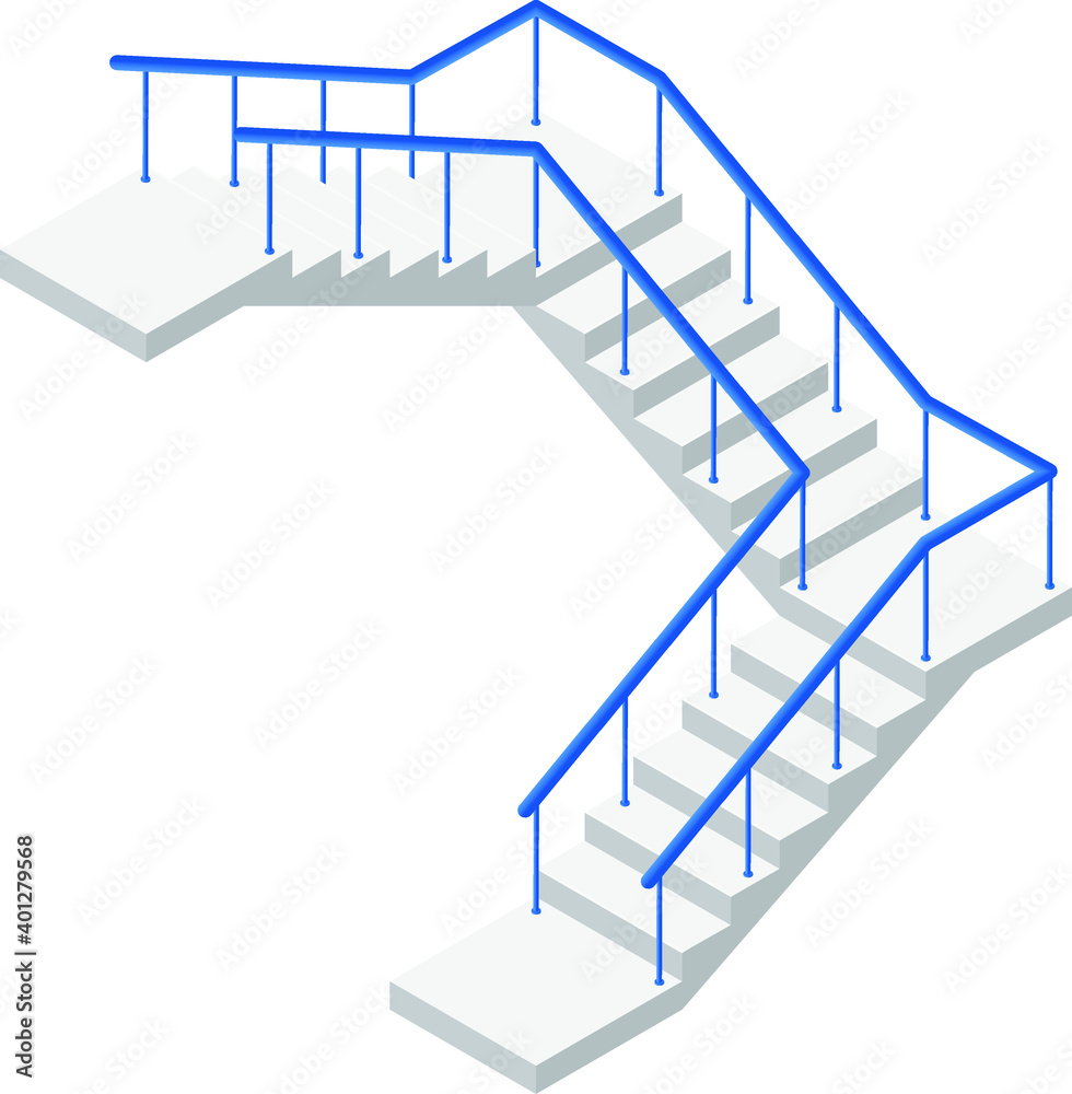 Industrial flight of stairs icon in isometric view. Modern stair with ...