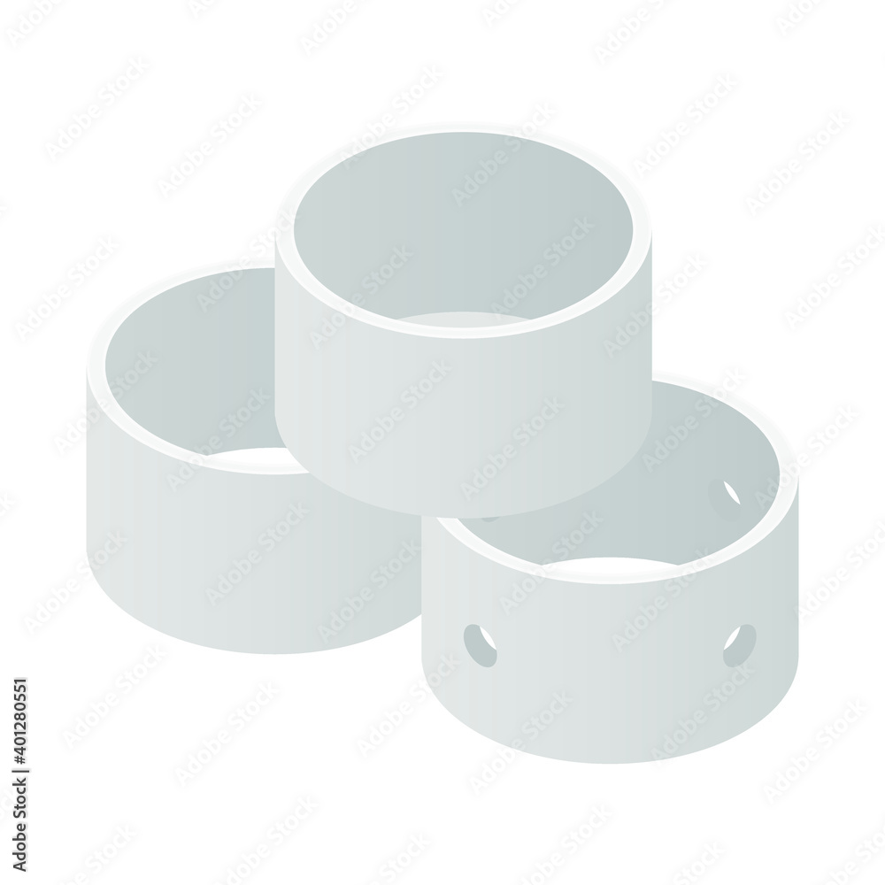 Stack of different types concrete ring isometric icon. Concrete ... Stack of different types concrete ring isometric icon. Concrete ...