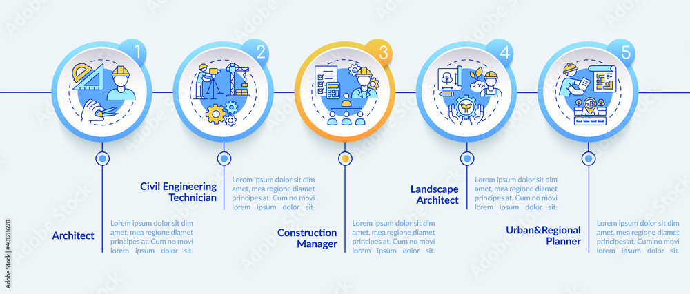 Civil engineering expert worker vector infographic template. Architect ...