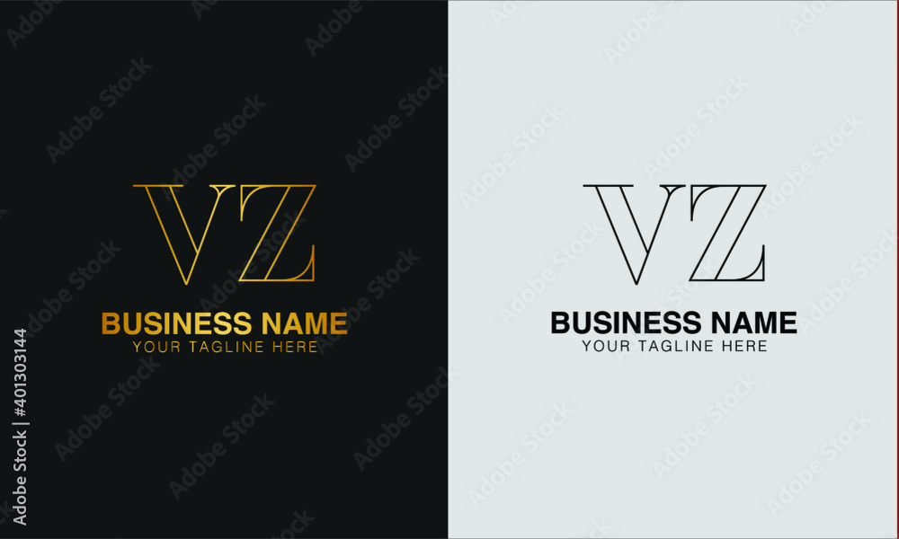 VZ V Z initial based abstract modern minimal creative logo vector ...