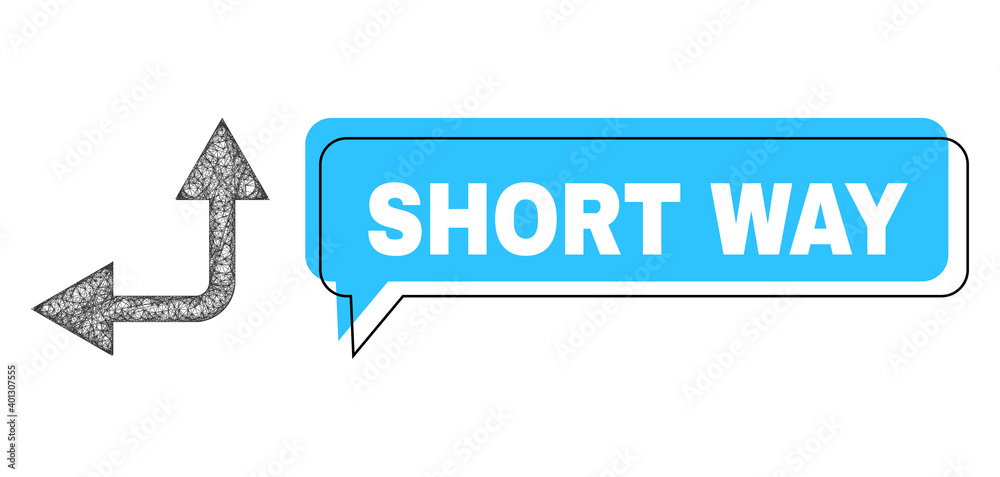 Conversation Short Way blue bubble frame and net mesh bifurcation arrow ...