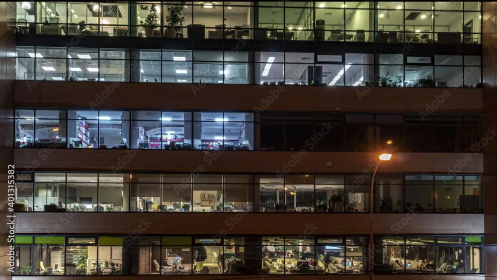 Office workers, during operation and at the end of the working day ...