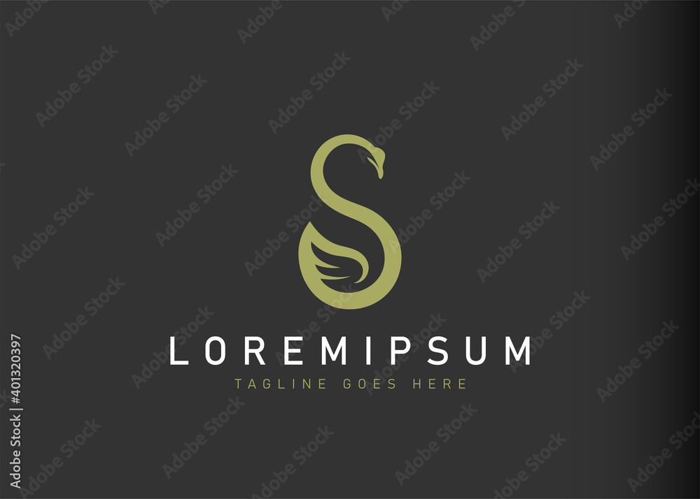 Initial letter S swan logo design. Vector illustration of initial ...