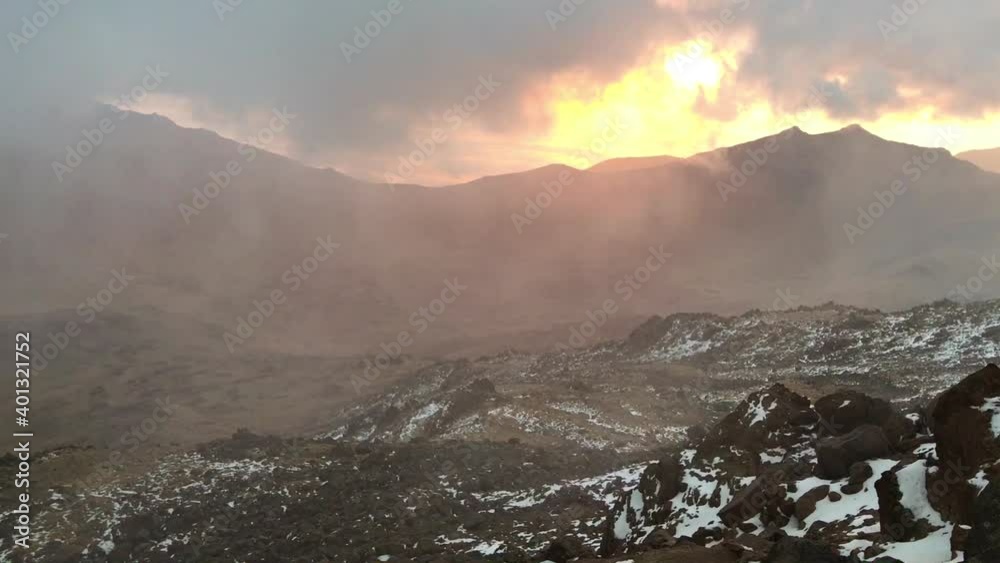 Sunset at Mount Savalan (Sabalan) in Iran. Savalan is the third highest ...
