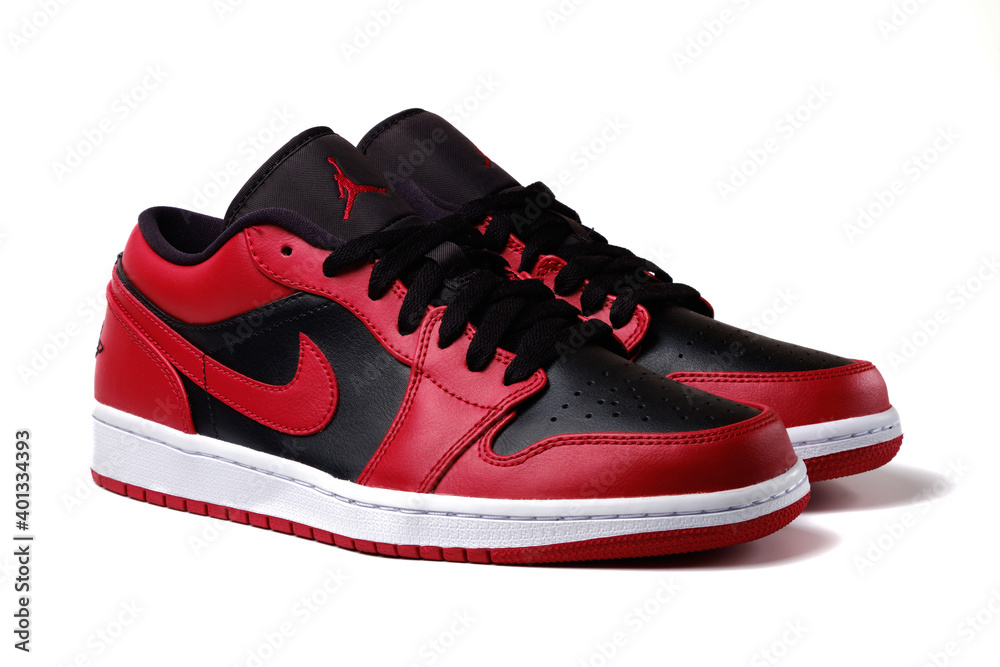 Nike Air Jordan 1 Retro Low Reverse Bred colorway sneakers isolated on ...
