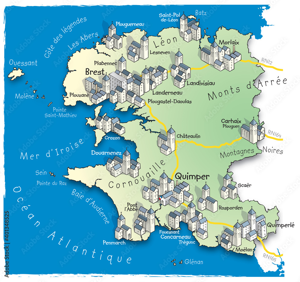 29 Carte du département du Finistère Stock Vector | Adobe Stock