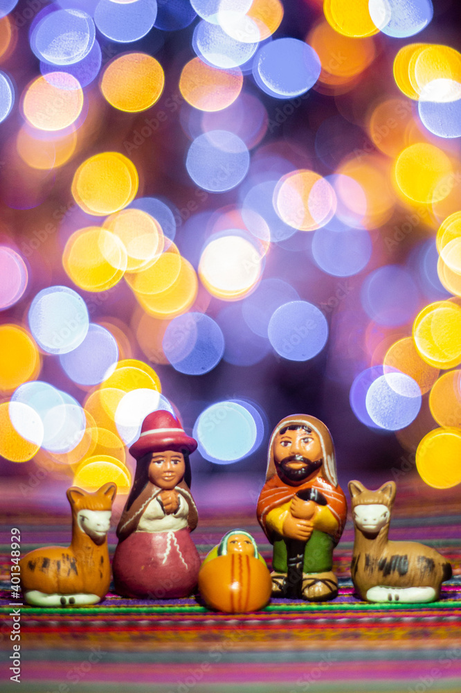 Photo & Art Print Christmas nativity scene peruvian; Jesus Christ, Mary ...