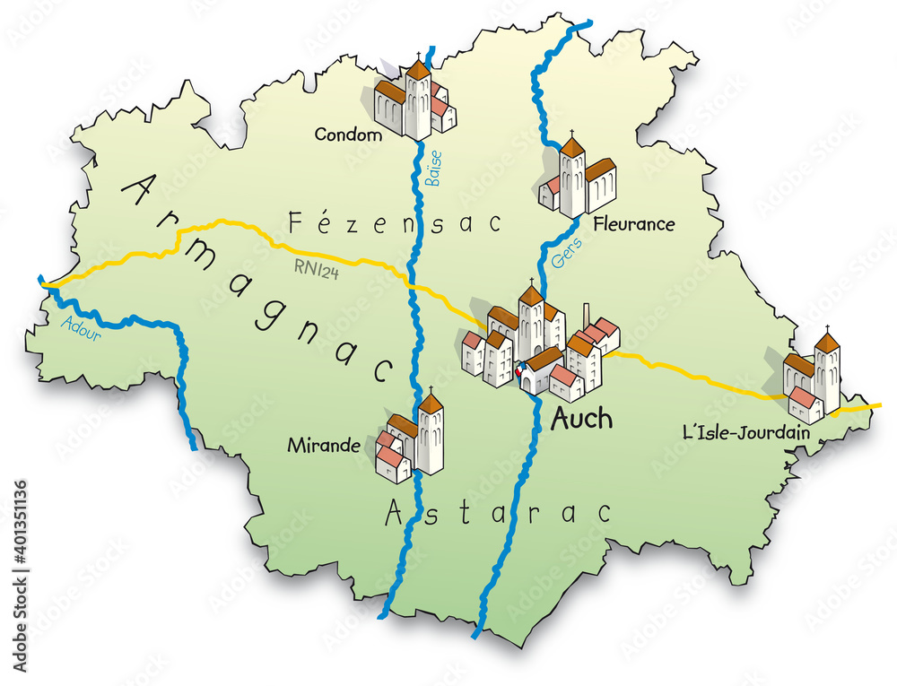 32 Carte du département du Gers Stock Vector | Adobe Stock
