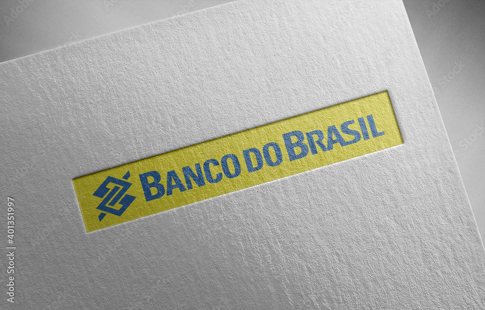 Banco do brasil logo icon paper texture Stock Photo | Adobe Stock