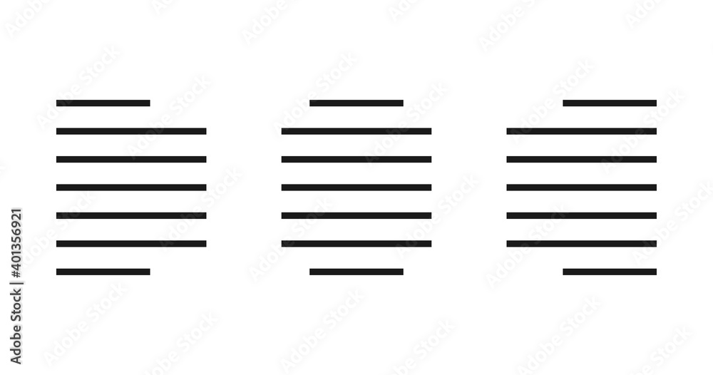 Text alignment in document setting or text align set with left, right ...
