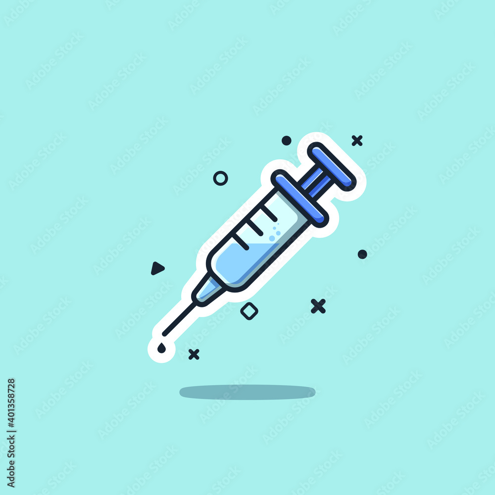 Injection vector illustration in flat style isolated on light blue ...