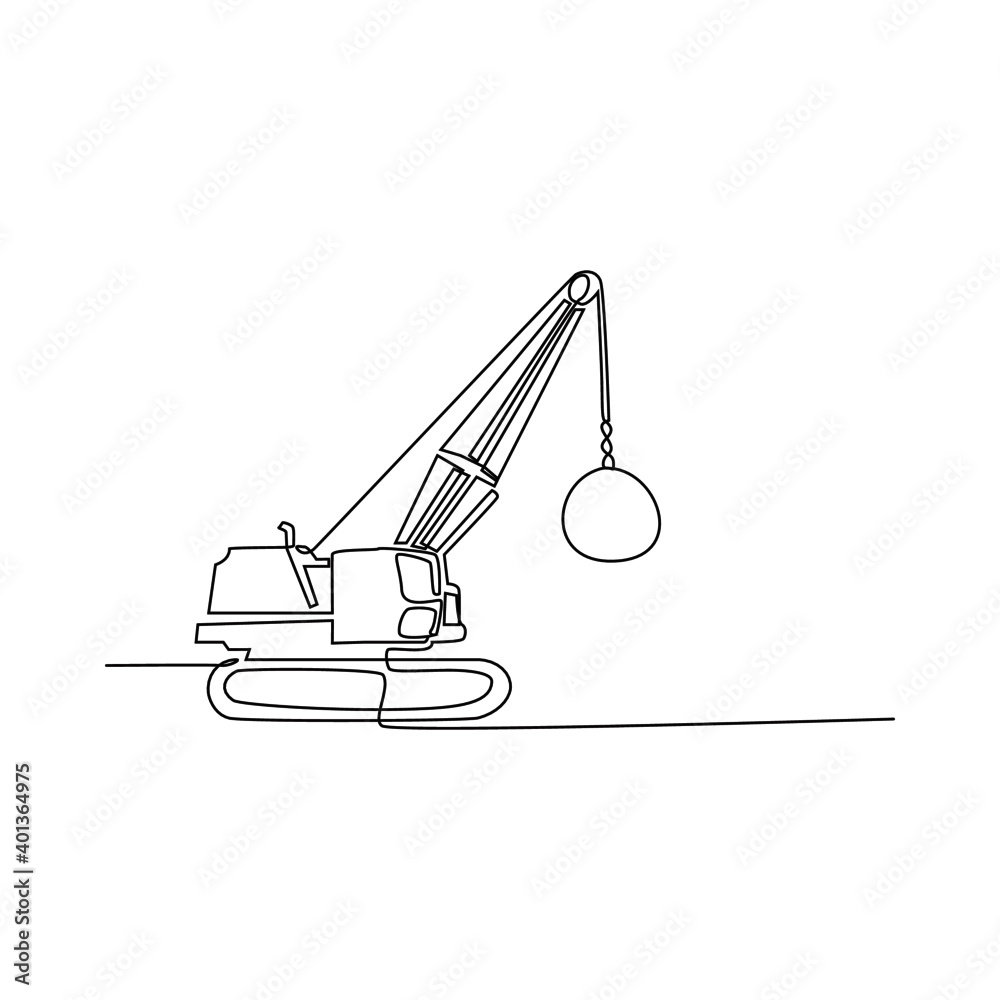 Continuous line art or single line drawing backhoe construction vector ...