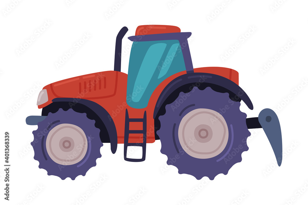 Tractor, Field Work Heavy Agricultural Machinery Cartoon Vector ...
