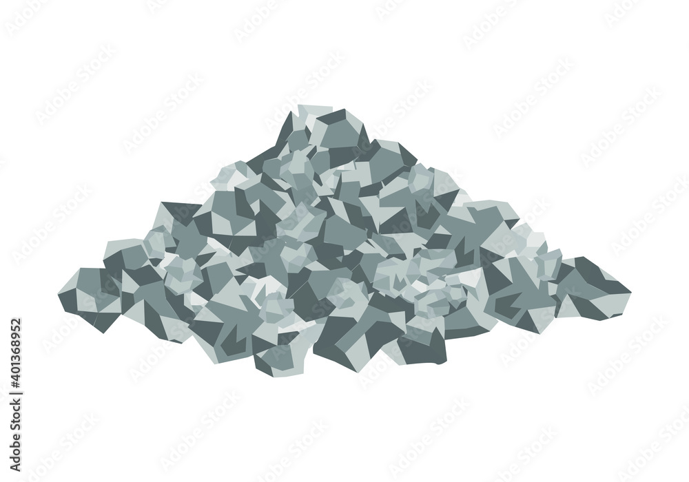 Isometric vector illustration gravel pile isolated on white background ...