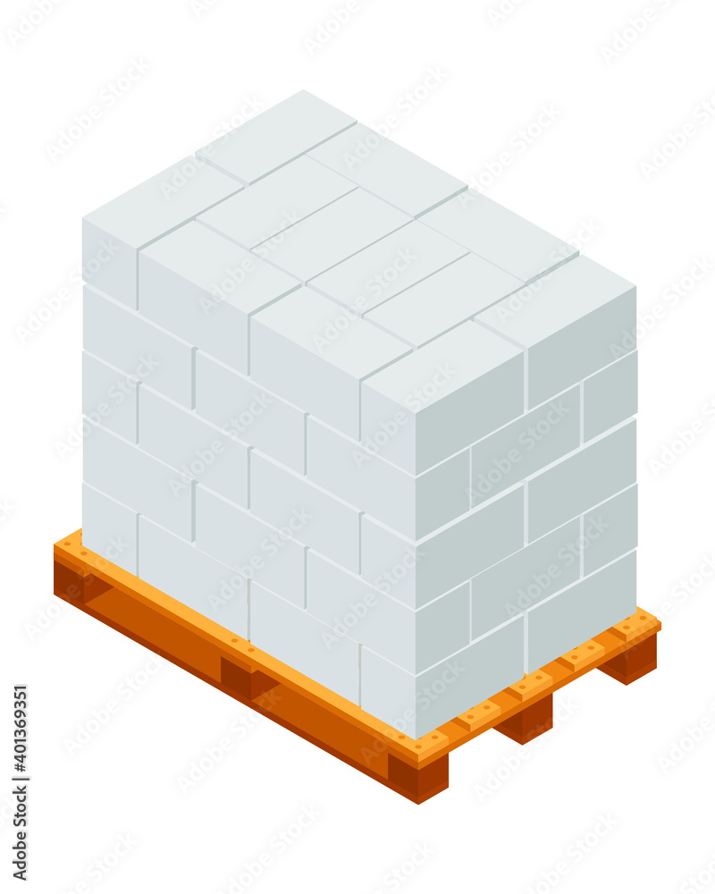 Isometric vector illustration concrete blocks isolated on white ...