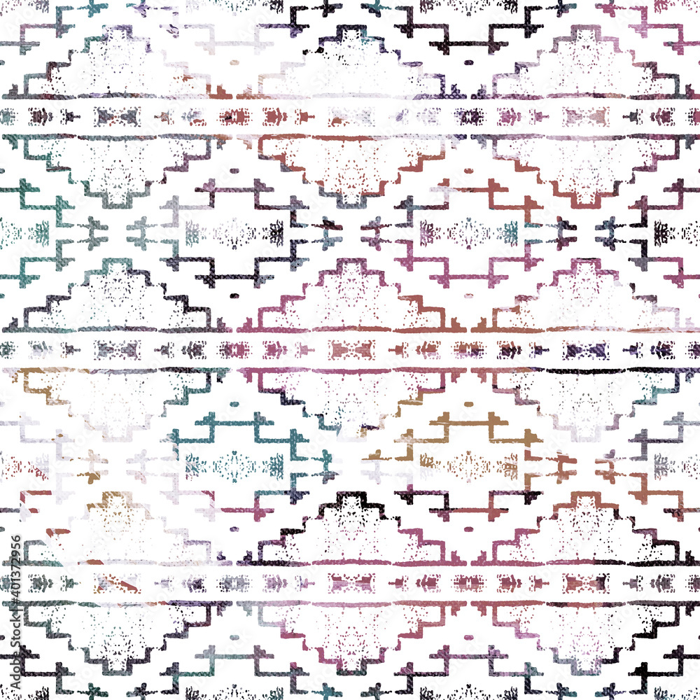 Fototapeta mapa świata dla dzieci Geometric klim ikat pattern with ...