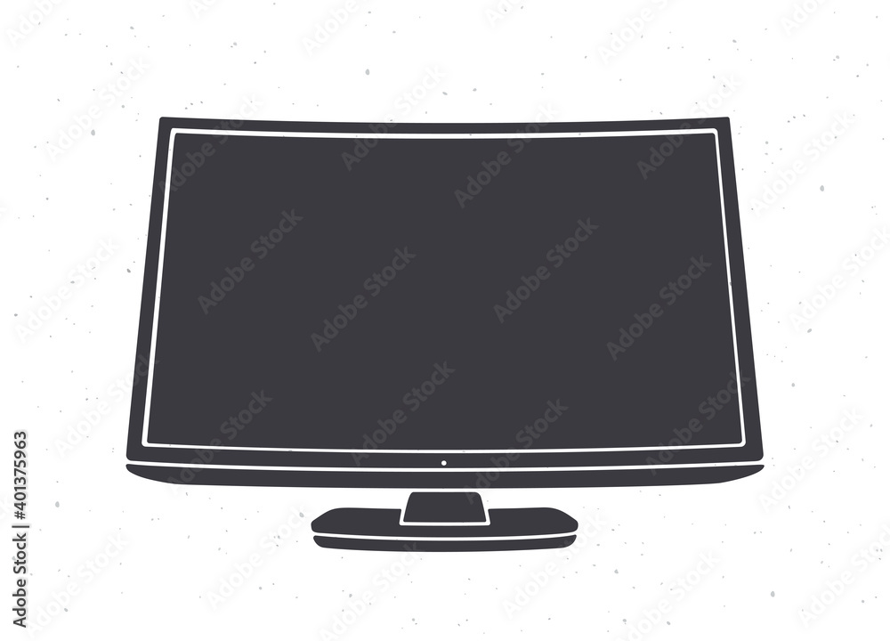 Silhouette of modern digital smart TV with full ultra HD display ...