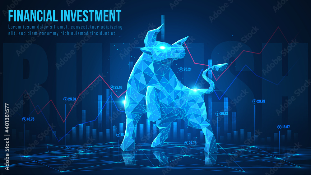 Concept art of Bullish in futuristic idea suitable for Stock Marketing ...