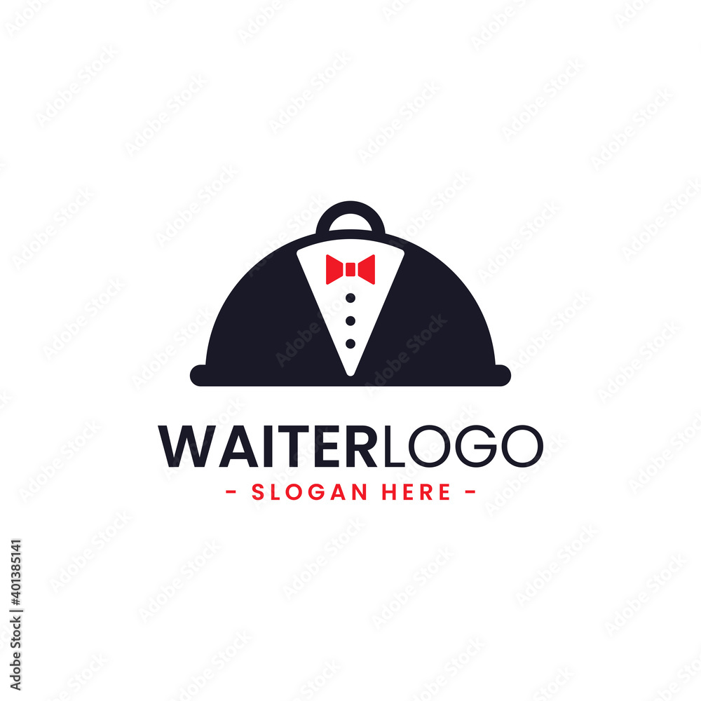 Waiter Logo Design Template. Butler icon vector. Professional hotel ...