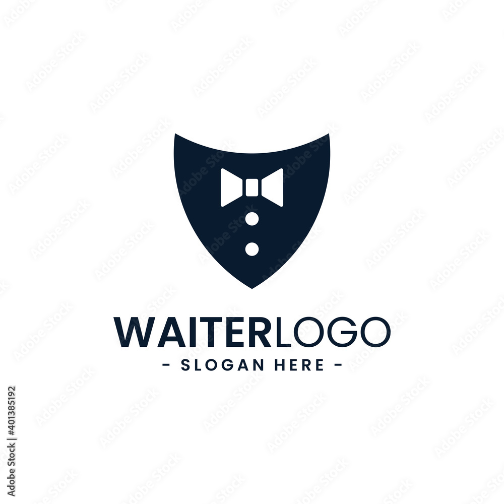 Waiter Logo Design Template. Butler icon vector. Professional hotel ...