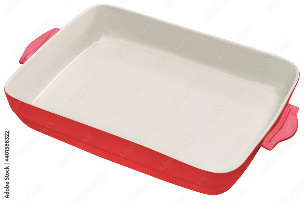 Oblong Rectangular Ceramic Baking Pan with Handles, Colored Crimson Red ...