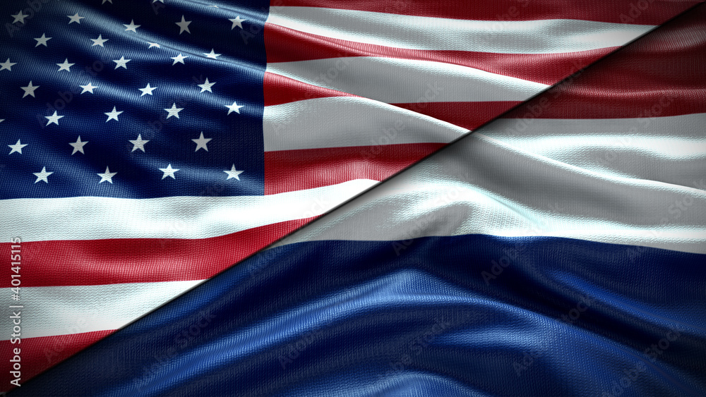 Double Flag United States of America vs Netherlands flag waving flag ...