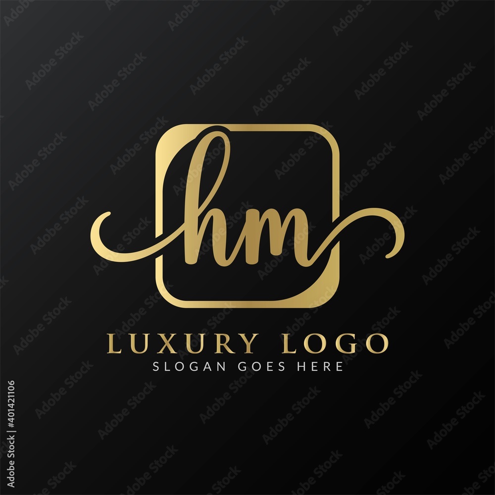HM Logo Design Vector Template. Initial Luxury Letter HM Vector ...