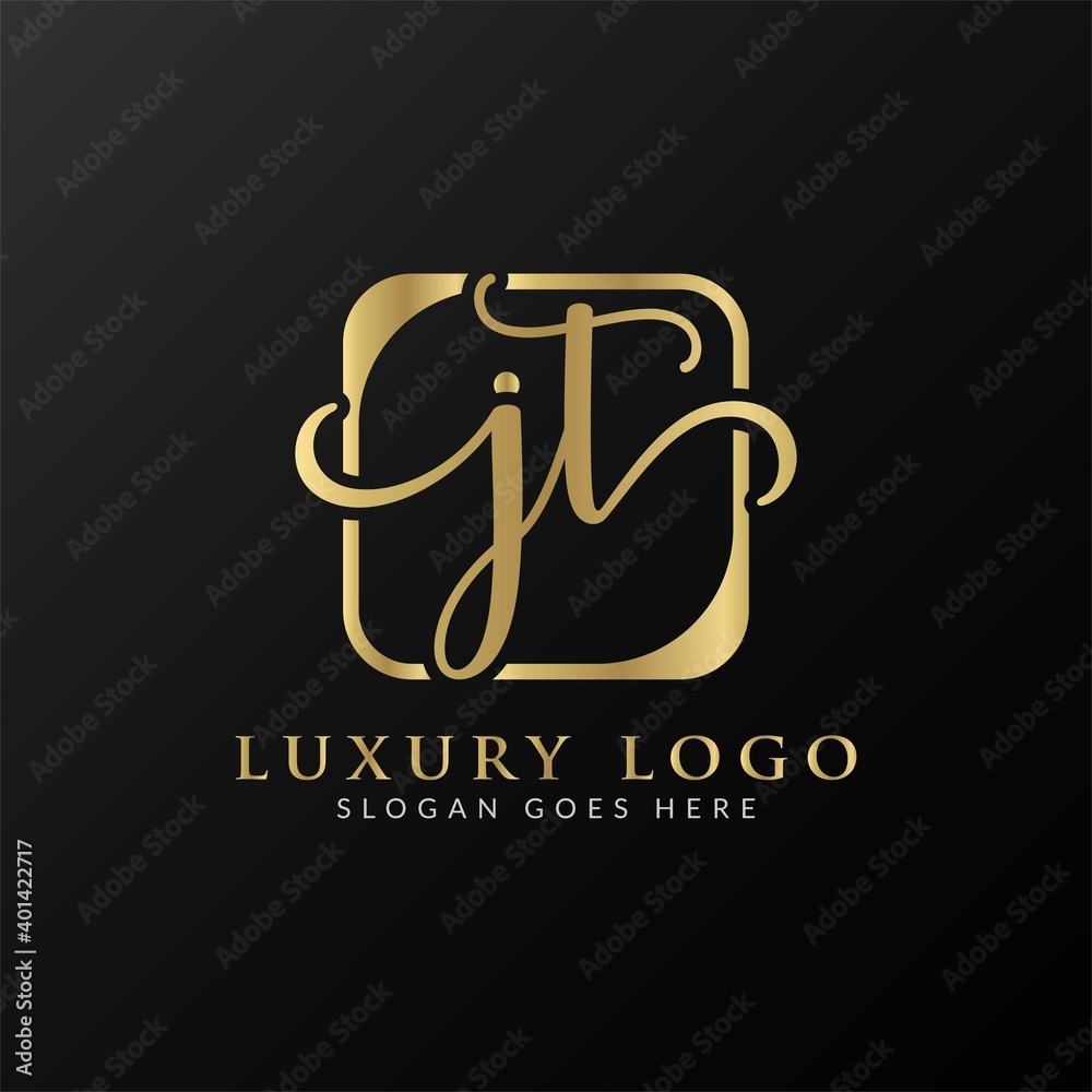Creative letter JT Logo Design Vector Template. Initial Luxury Letter JT Logo Design Stock ...