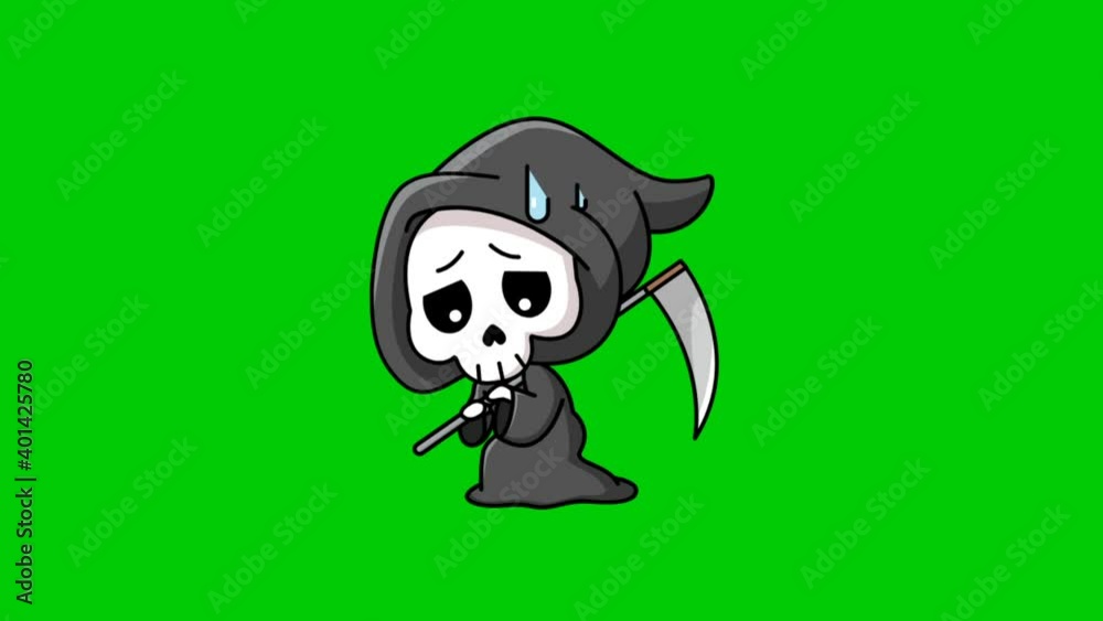 halloween ghost cartoon. The death angel with scythe Halloween cartoon ...