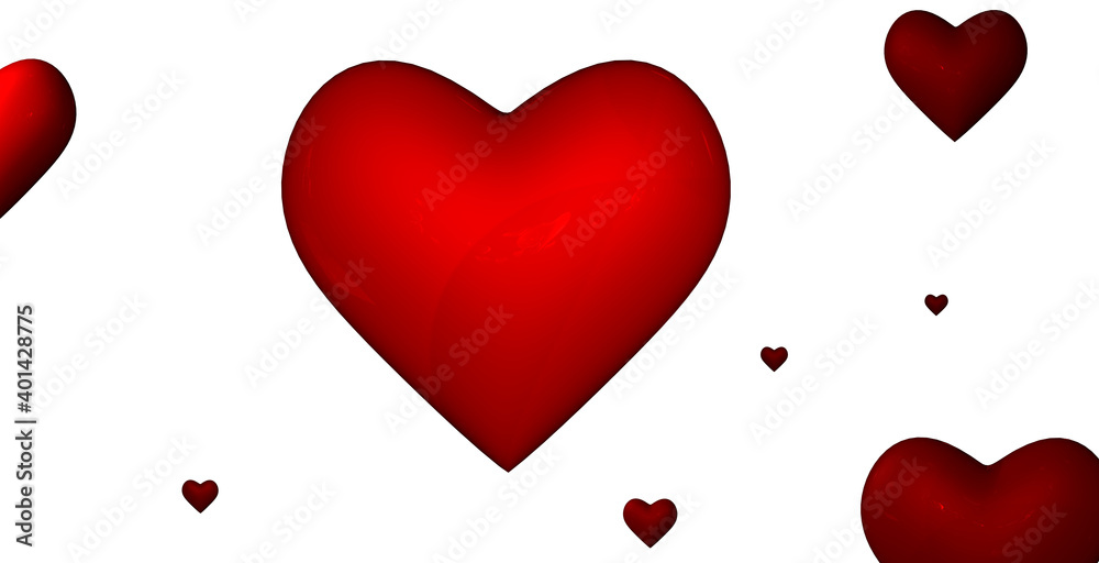 Corazones rojos y brillantes de distintos tamaños. Fondo para día de ...