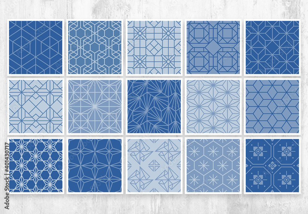 Minimal Geometric Modern Japanese Style Patterns Set Stock Template ...