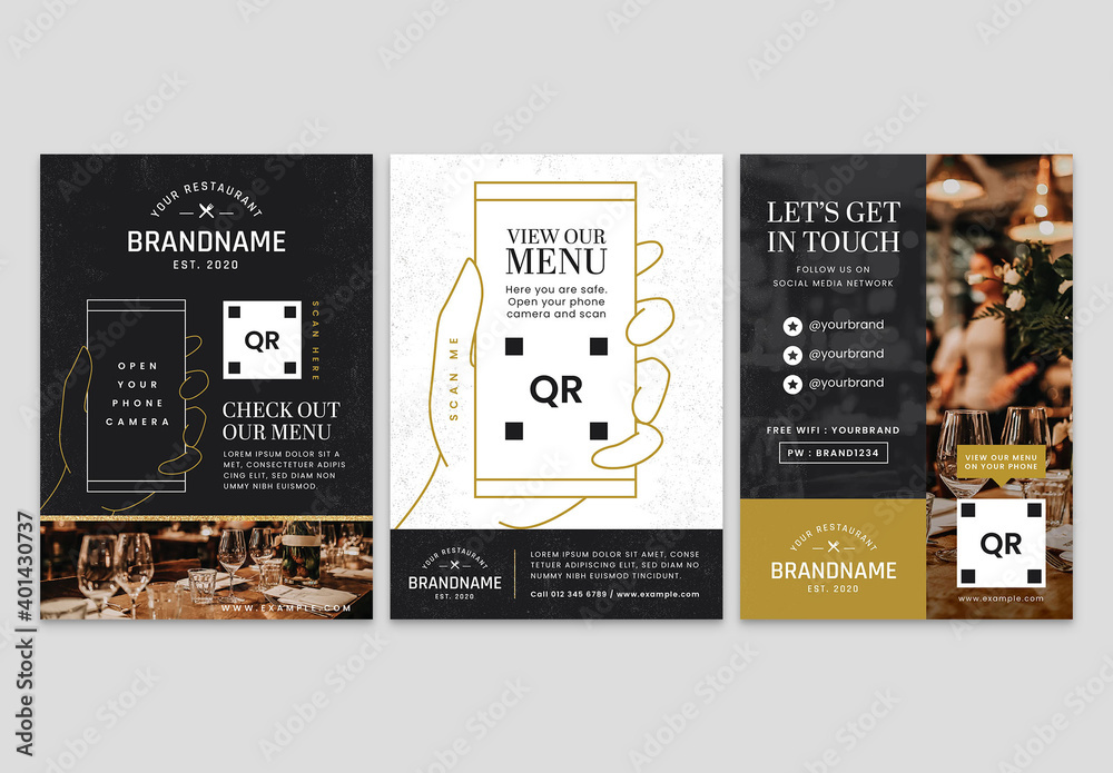 Qr Code Flyer Layout for Online Menu and Check In Stock Template ...