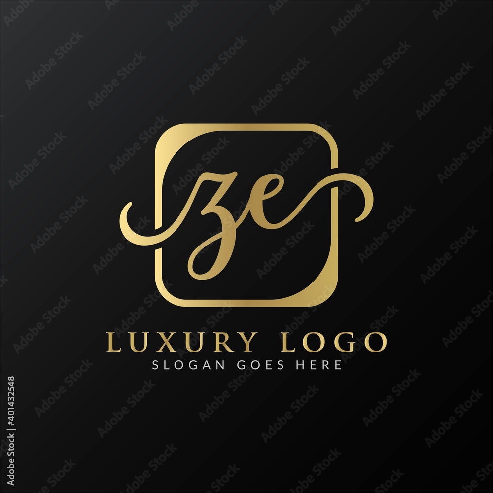 ZE Logo Design Vector Template. Initial Luxury Letter ZE Vector ...
