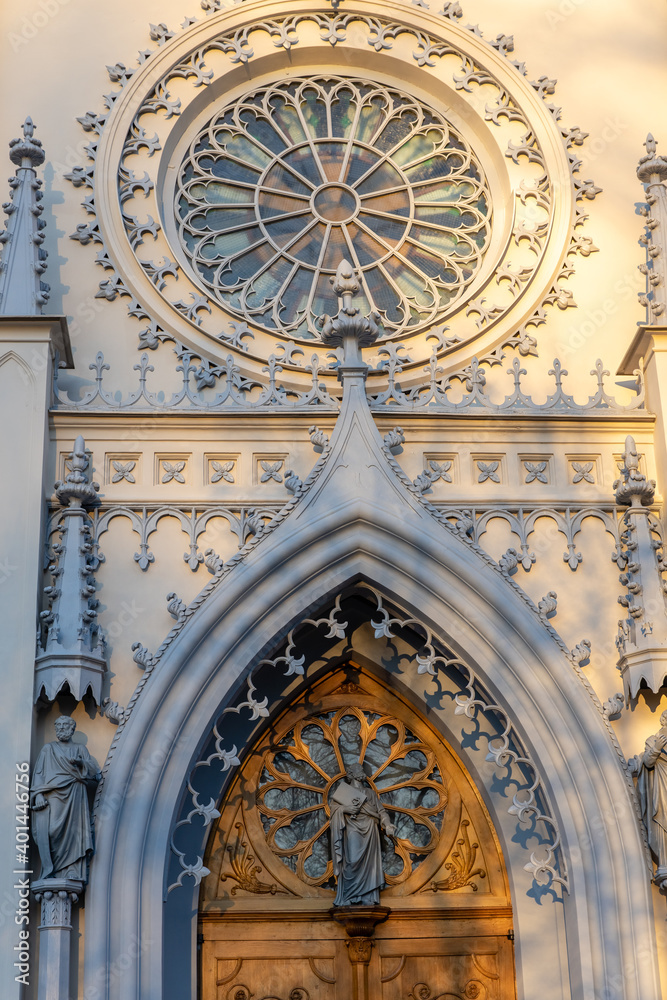 Church in the medieval Gothic style. Gothic chapel. Stock Photo | Adobe ...